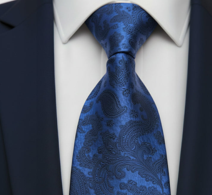Mens Bespoke Necktie P-184 Navy Paisley – A Hand Tailored Suit